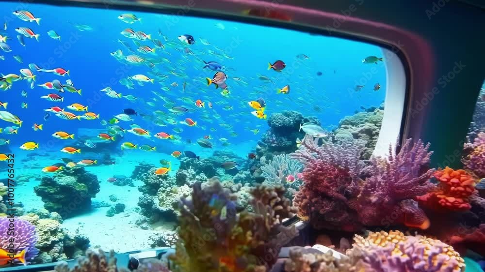 Enjoying the colorful view of beautiful coral reefs and tropical fish ...