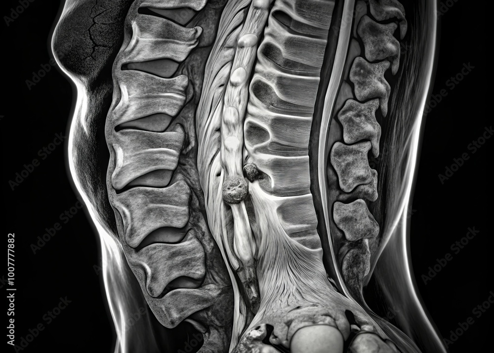 Detailed magnetic resonance imaging (MRI) scan of the lumbar spine ...