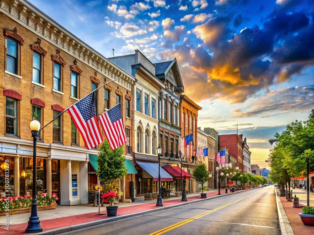Vibrant cityscape of Indiana's longest Main Street, lined with historic ...