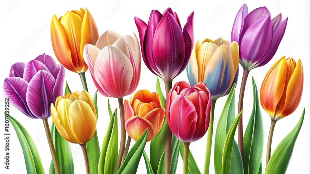 Bright vector illustrations of stylized tulip flowers, perfect for ...