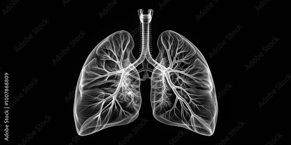 Monochrome anatomical lung on black background, anatomy, medical ...