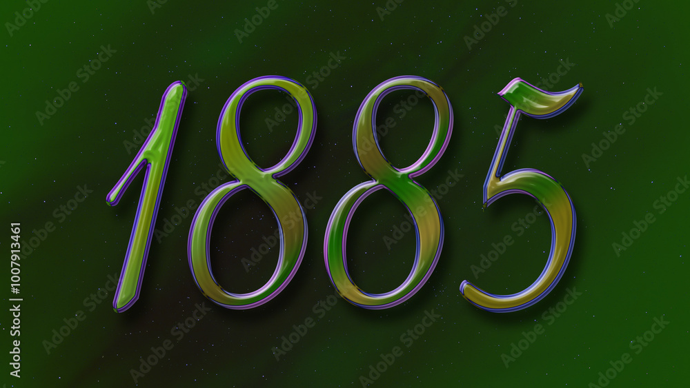 3D green with blue border design of number 1885 on green background ...