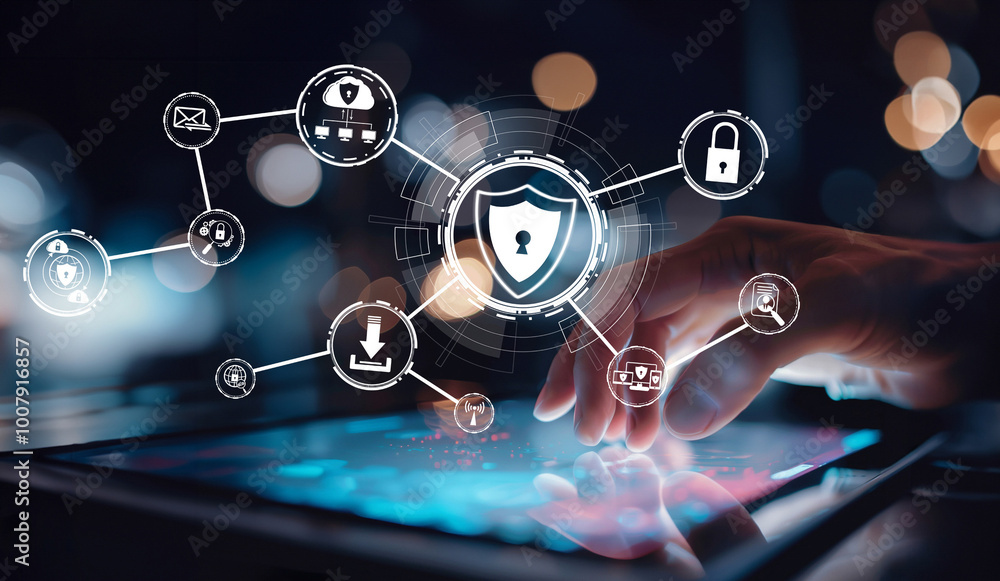 Business person explore the core of cyber security. Delve into cyber ...