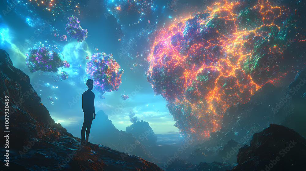 3d illustrate of explore the quantum realm where neuroplasticity shapes ...