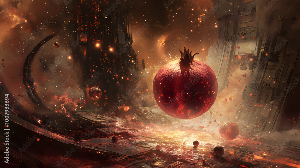 A pomegranate seed activating an ancient alien artifact, unleashing a ...