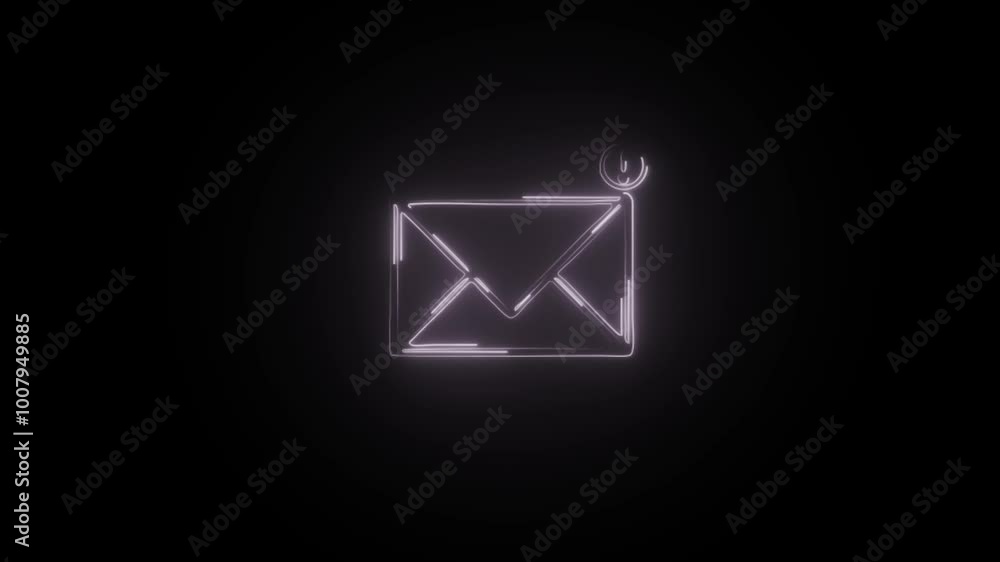 Neon Message animated icon on dark background. Glowing animated Message ...