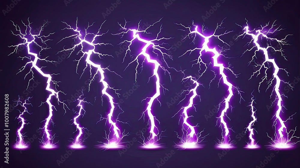 Thunderstorm energy discharge sprite sheet, with realistic purple ...