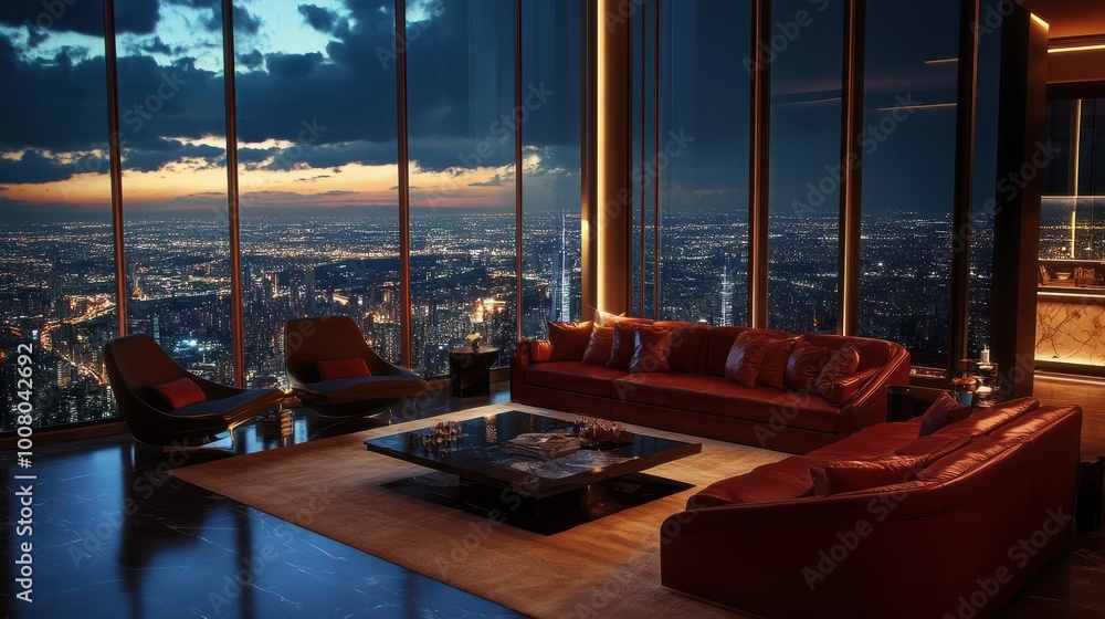 Deluxe penthouse with opulent design and luxury furnishings on the top ...