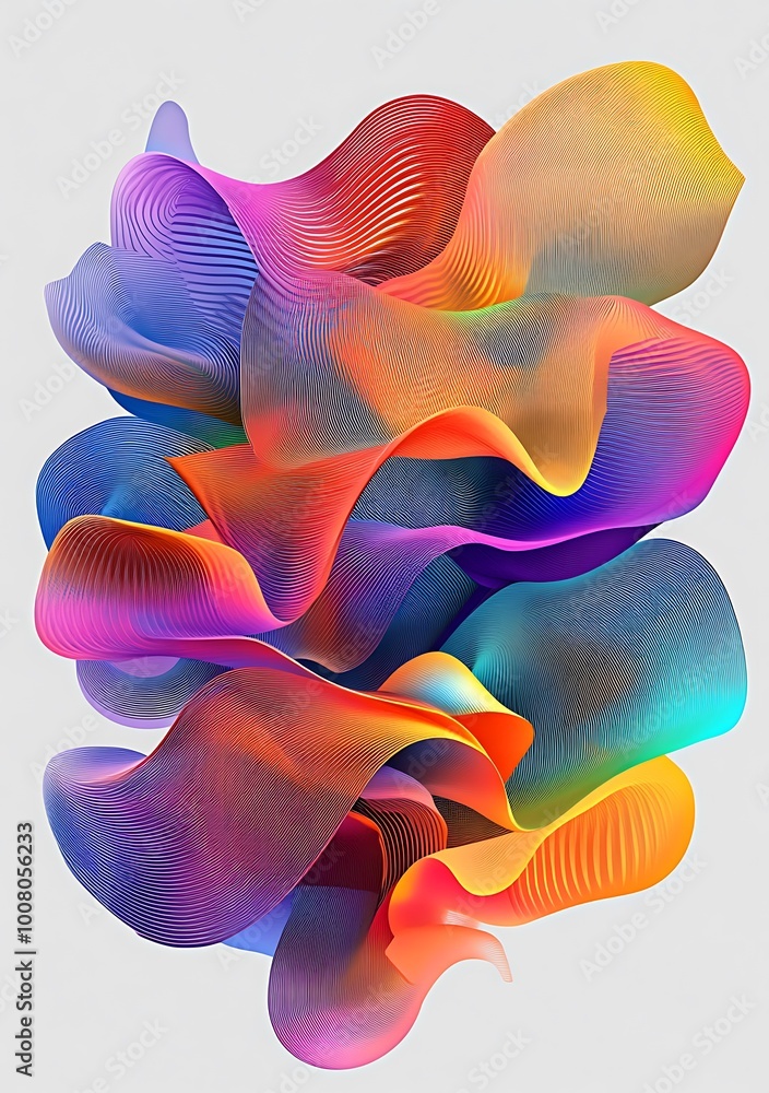 Abstract, colorful gradient shapes made of lines. Vector illustration ...