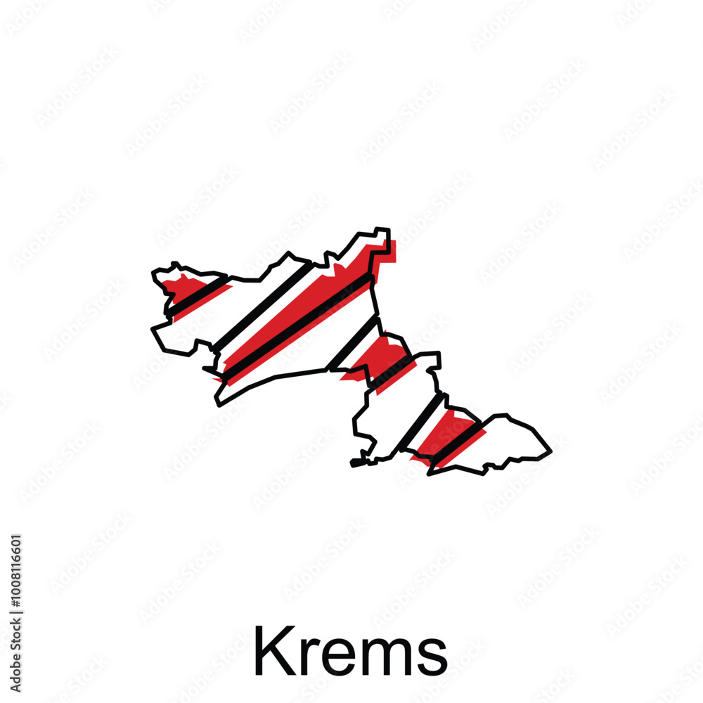Krems map flat icon illustration, Vector map of Austria with named ...