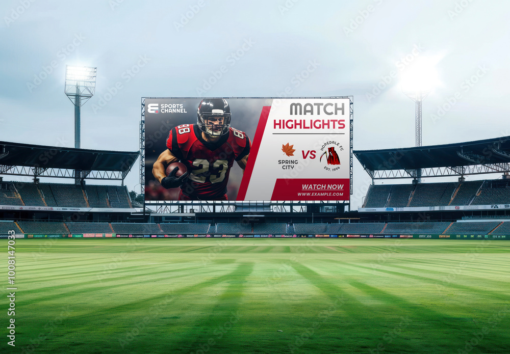 Screen Football Stadium Display Mockup With Generative AI Stock ...