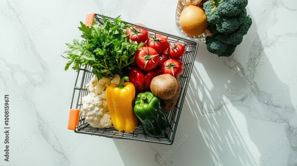 Fresh vs. Processed: A flat lay of vibrant ingredients in a grocery ...