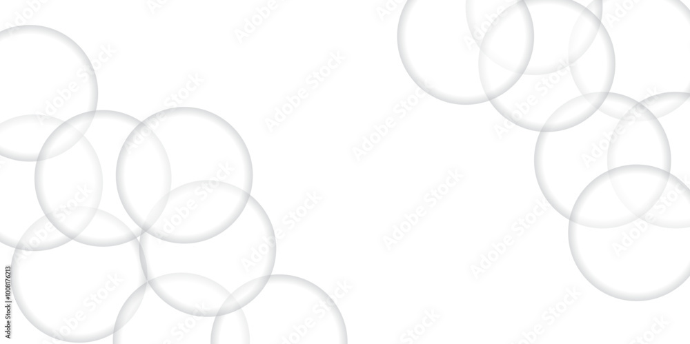 Abstract White Geometric Overlapping Circle Background With Shadow