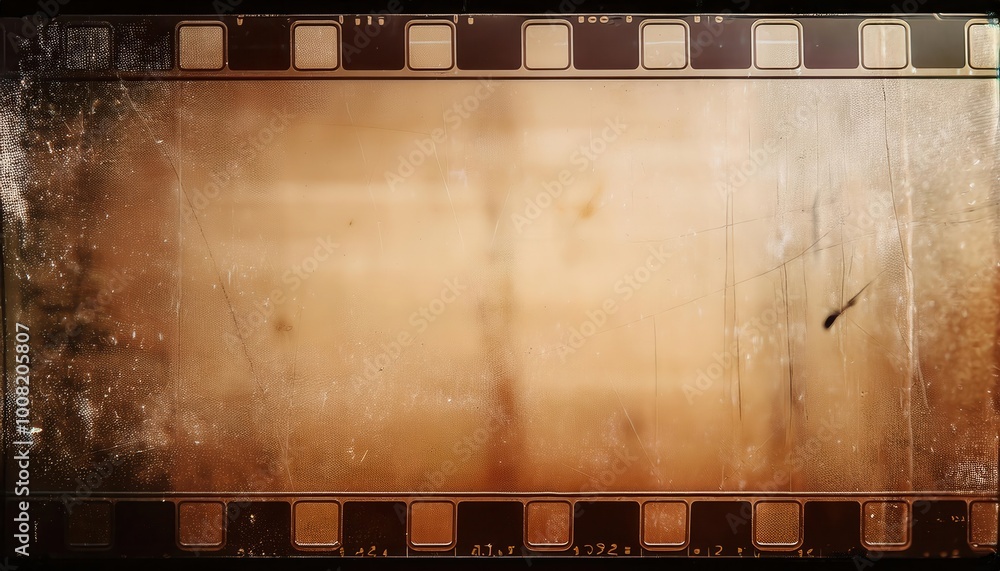 Vintage Filmstrip Frame with Scratches and Faded Edges Aged Sepia Toned ...