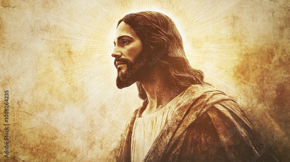 Ethereal and Glowing Watercolor Portrait Depiction of Jesus Christ the ...