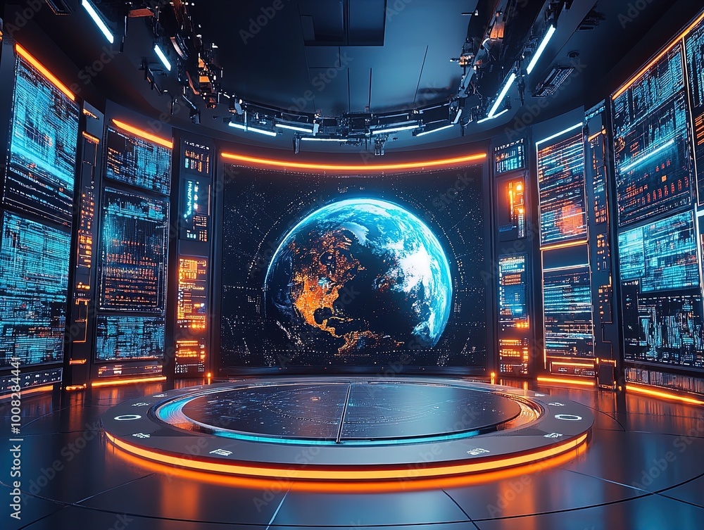 Futuristic Broadcast Studio Design: A Stunning Poster Featuring a ...