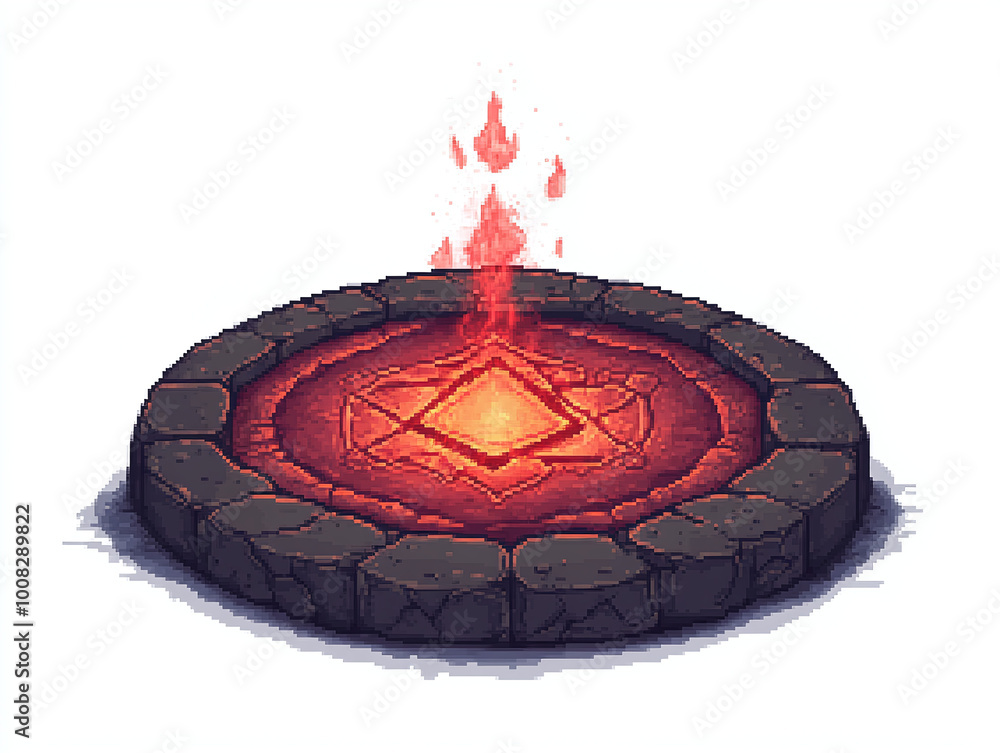 Mystical Fire Ritual: Ancient Stone Altar with Symbol and Flames ...