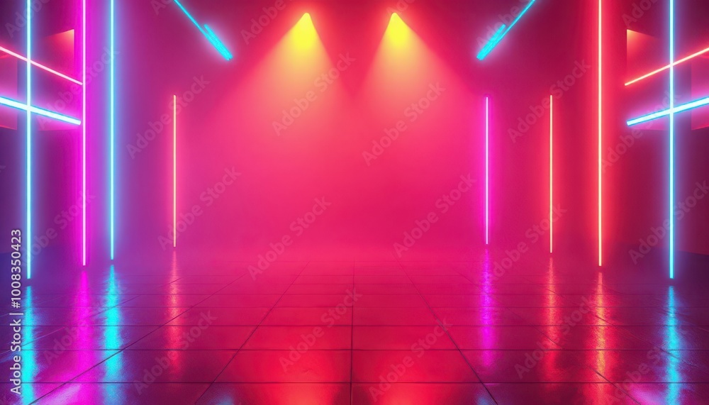 Dazzling retro disco background with vibrant neon colors and abstract ...
