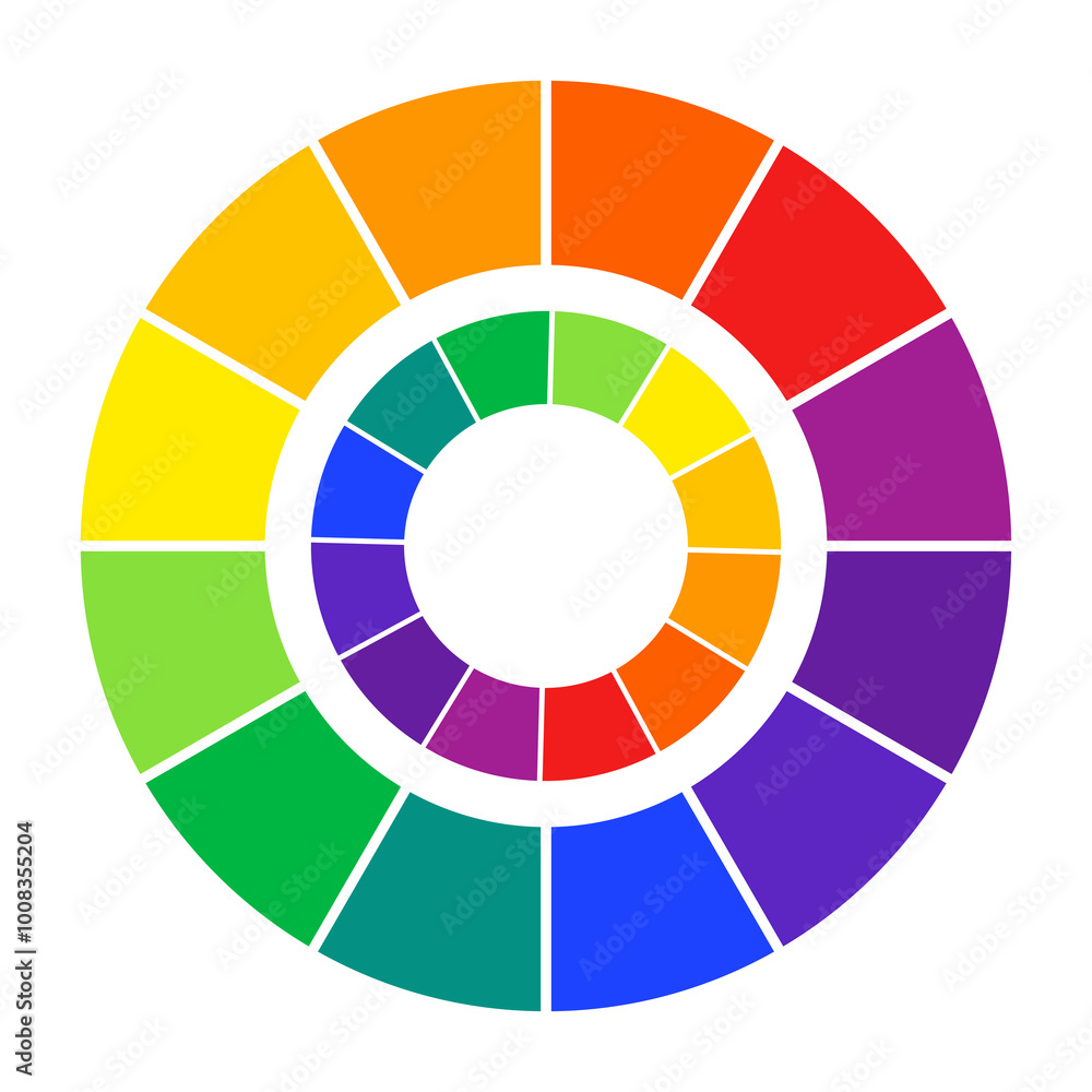 Pie chart. Color palette guide. Rainbow color wheel. Color wheel vector ...
