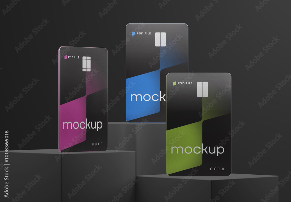 Vertical Bank Cards Mockup Stock Template | Adobe Stock