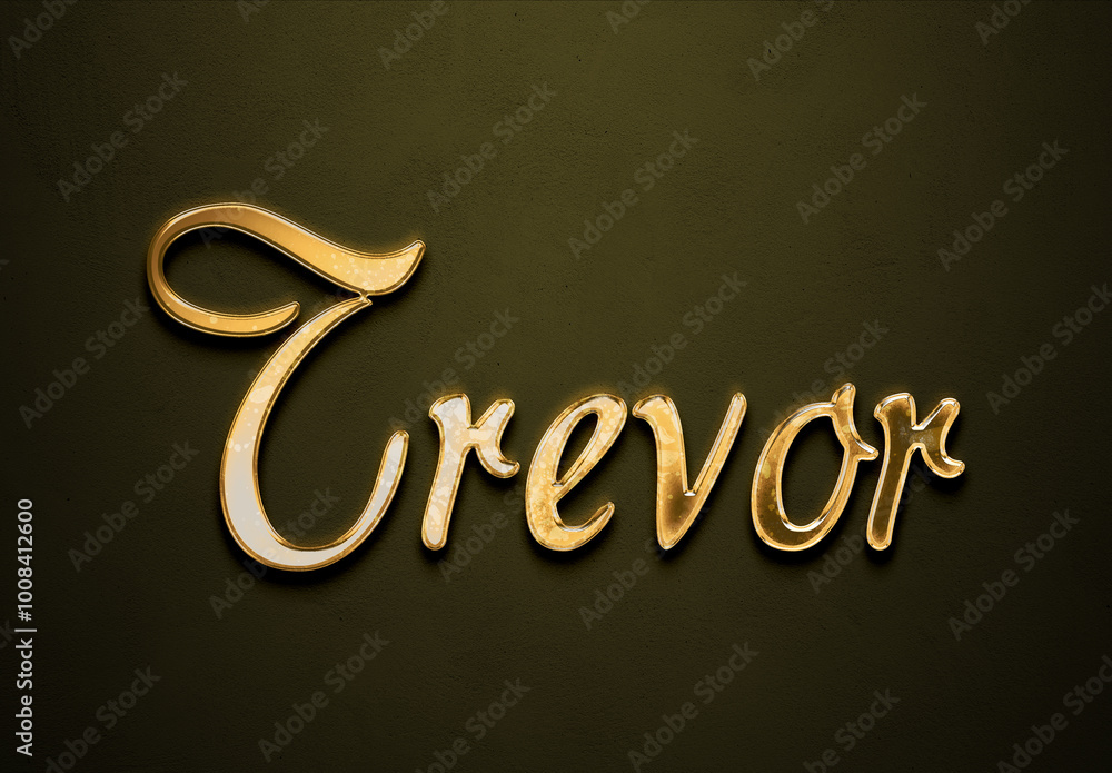 Old gold text effect of name Trevor with 3D glossy style Mockup. Stock ...