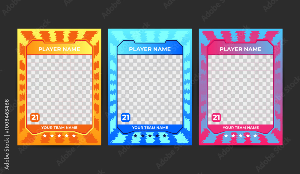 Set of trading frames for game sports card template. Frames for player ...