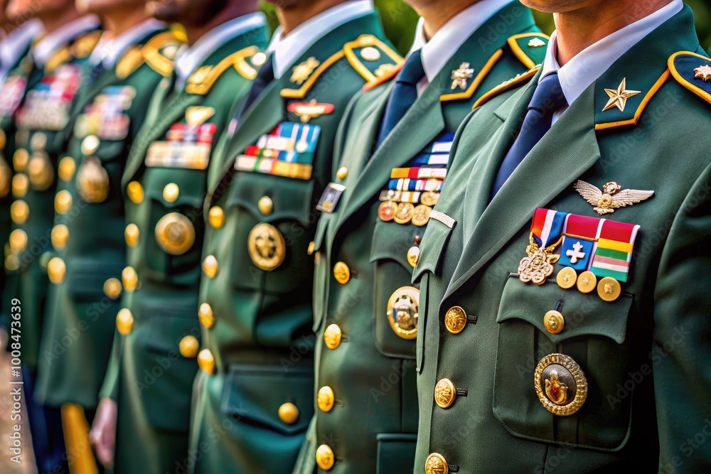 Detailed Display of Various Army Officer Ranks with Insignia on ...