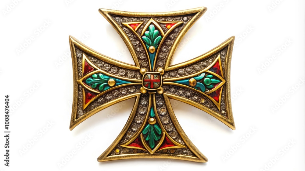 Detailed Iron Cross Symbol Isolated on White Background with Intricate ...