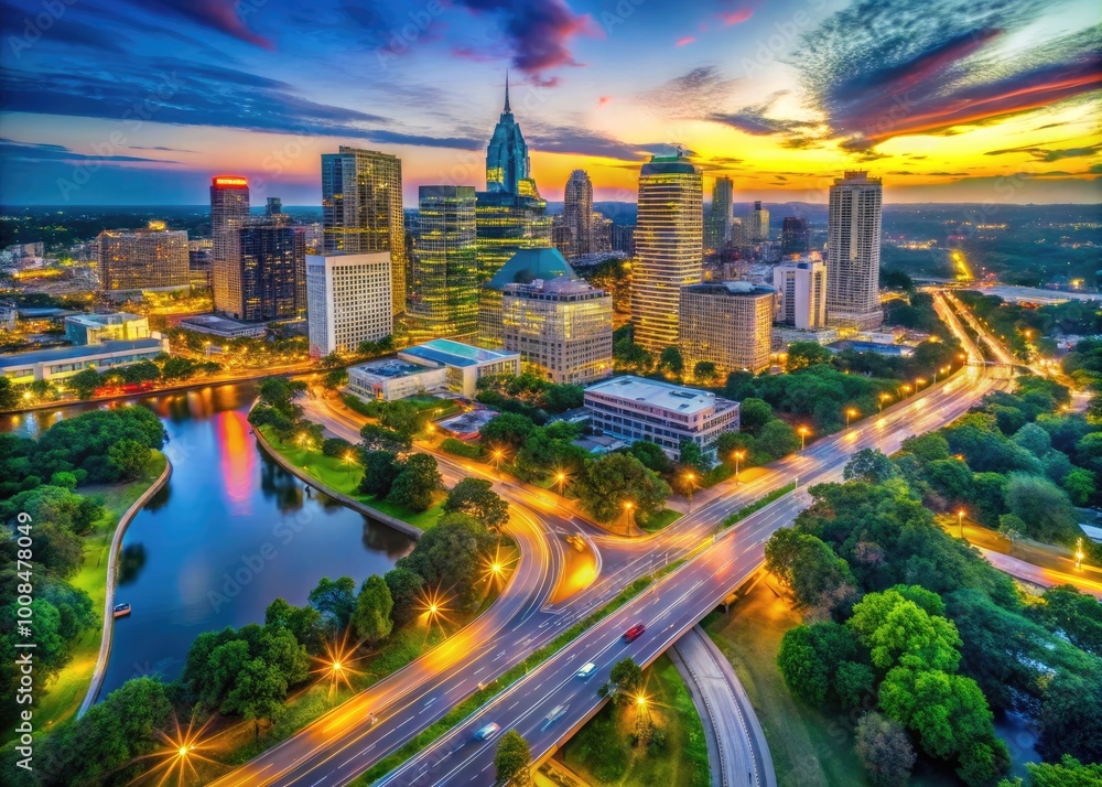 ภาพประกอบสต็อก Detailed Map of Downtown Austin Featuring Streets ...