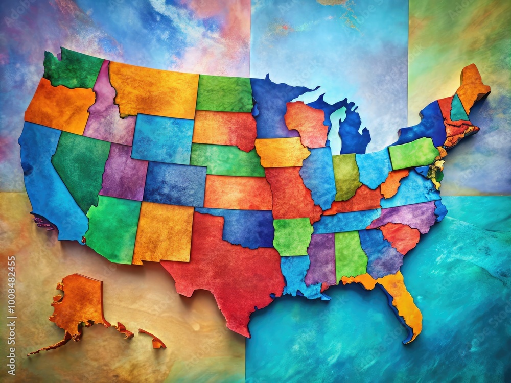 Detailed U.S. Political Map Illustrating States, Boundaries, and Major ...