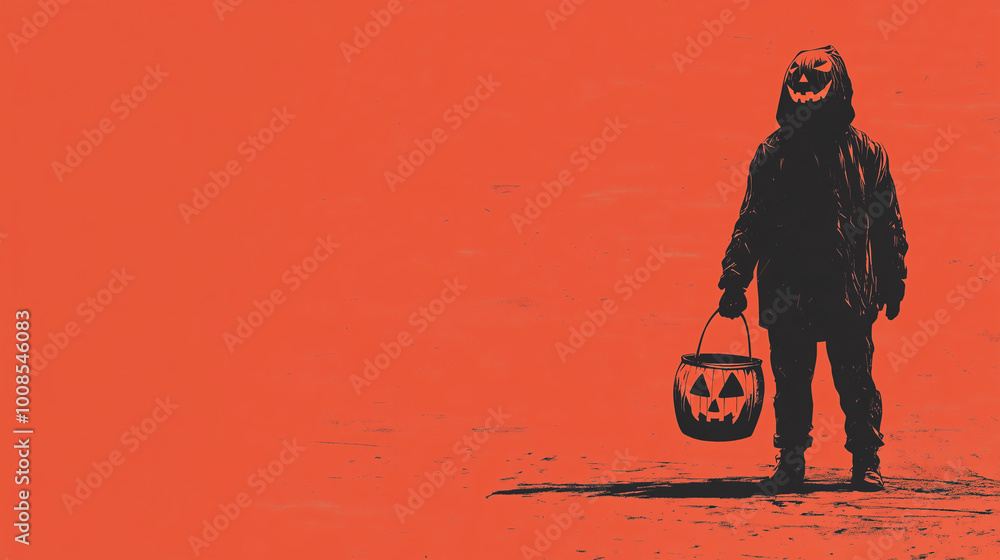 human figure looks like a serial killer on a red background with empty ...