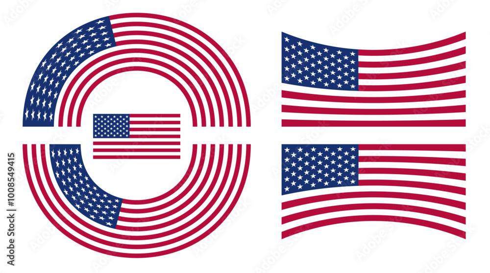 3d circle shape american flag vector illustration. Usa flag to use for ...