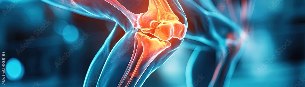 High-resolution image showcasing a human knee joint with highlighted ...