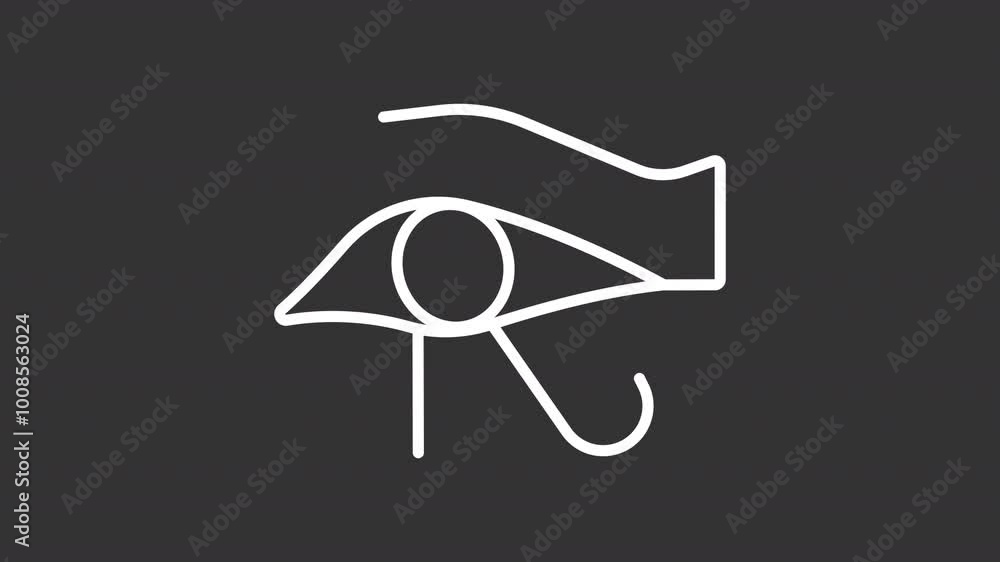 Animated horus eye white icon. Blinking eye line animation. Egyptian ...