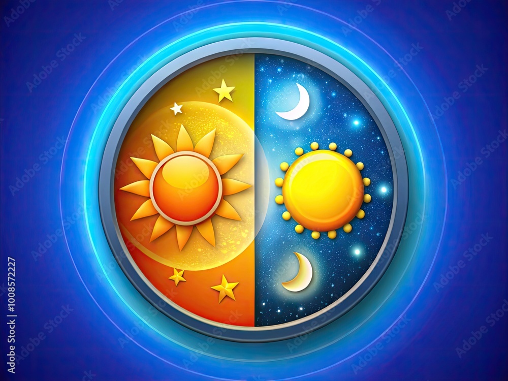 Icon representing circadian rhythms with sun and moon symbols depicting ...
