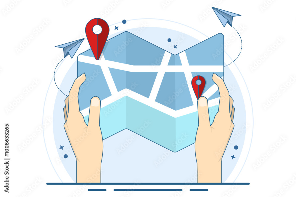 map concept. map UI elements. Geographical position and address. GPS ...