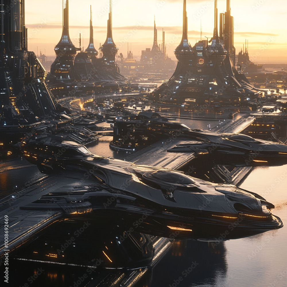 A highly complex and modern futuristic city, characterized by its high ...