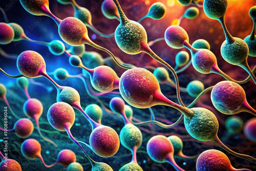 Sperm Cells Under Microscope Magnification for Scientific Research and ...