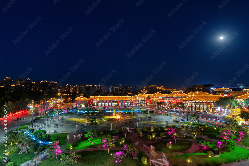 Night view of the Tang Dynasty City that Never Sleeps in Xi'an, China ...