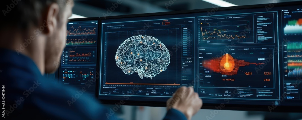 Digital interface displaying enterprise AI strategy, with charts and ...