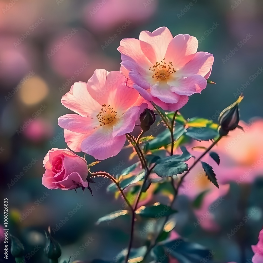 Rosa Damascena, known as the Damascus rose - pink, oleaginous ...