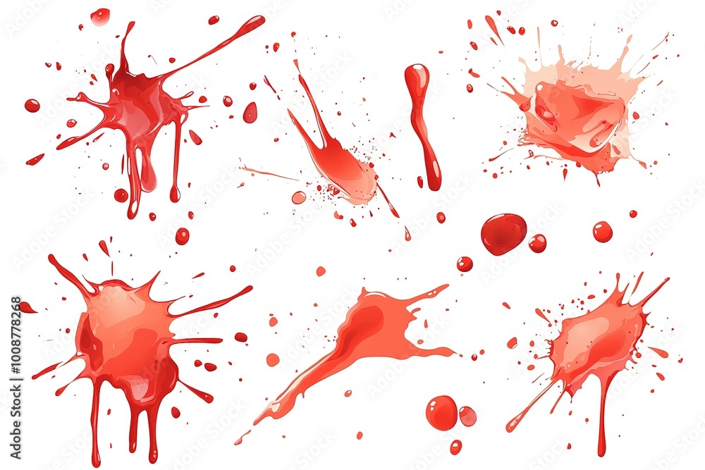 Spray graffiti element vector set, blood can splatter brush drip ...