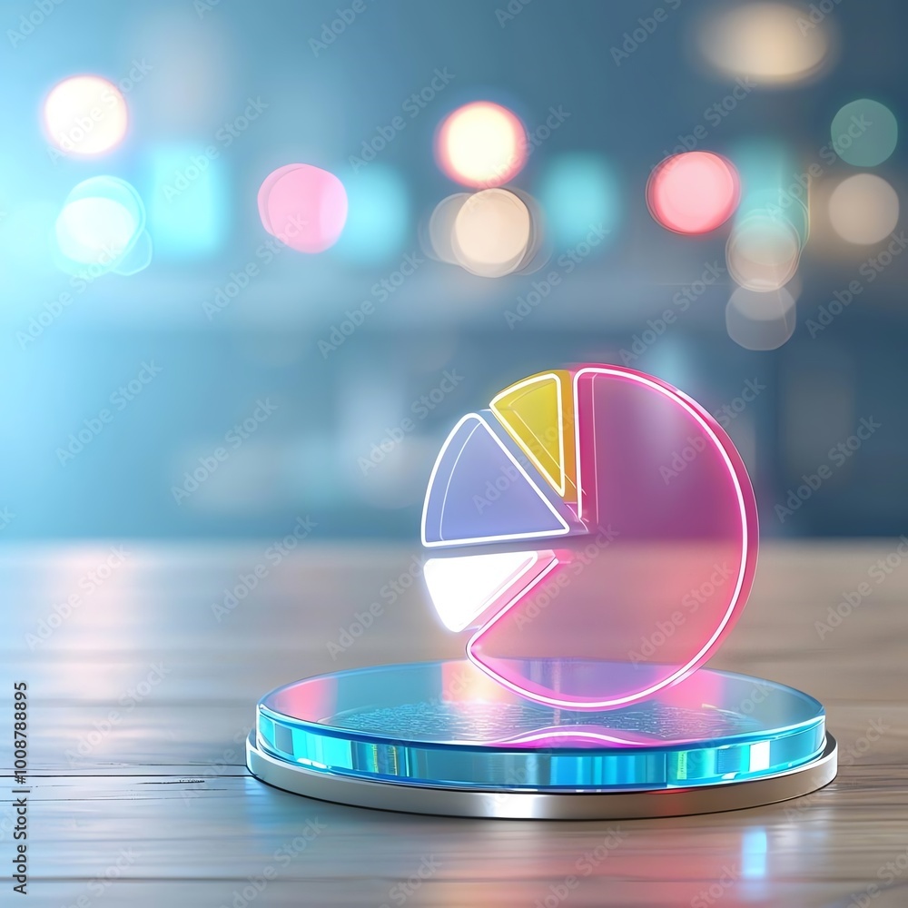 pie chart with feedback categories glowing in different colors ...