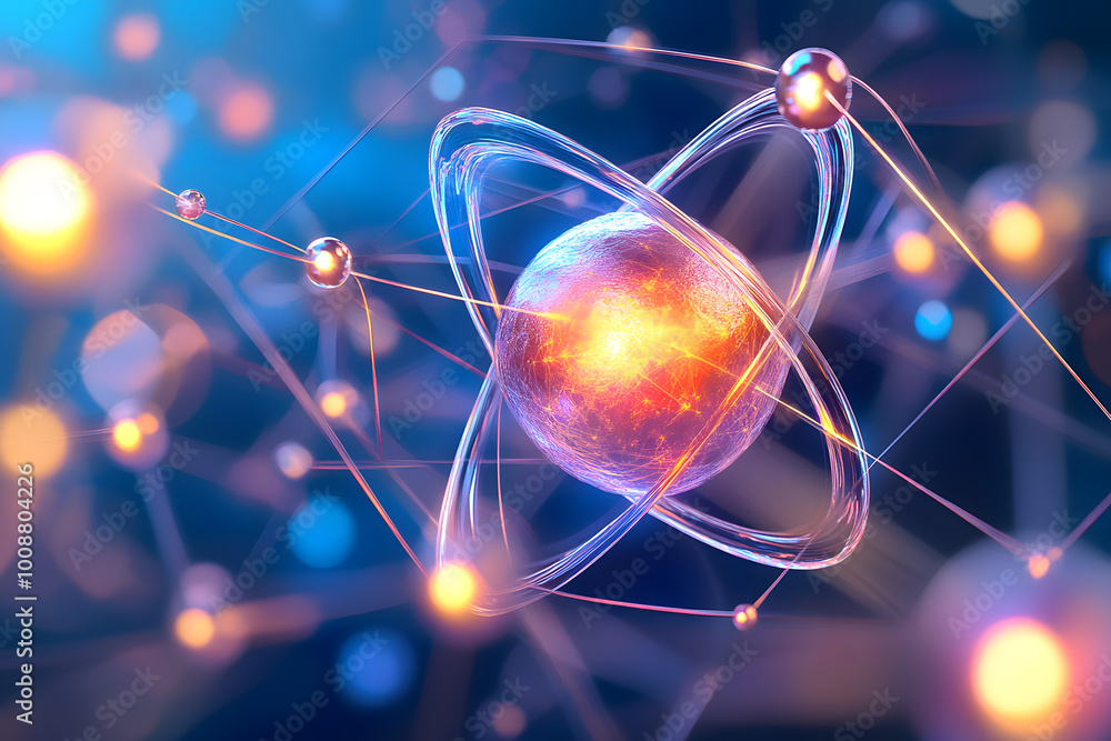 Atomic structure. Futuristic concept on the topic of nanotechnology in ...