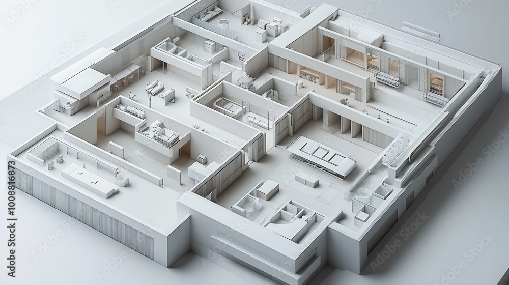 detailed 3d floor plan of a stateoftheart hospital showcasing trauma ...