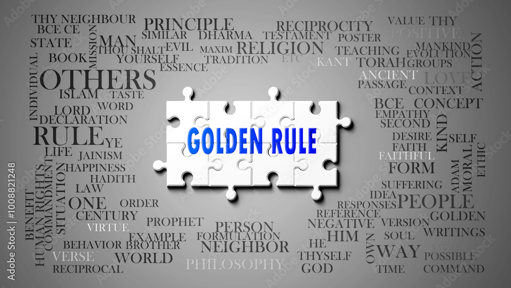Golden Rule as a complex subject, related to important topics. Pictured ...