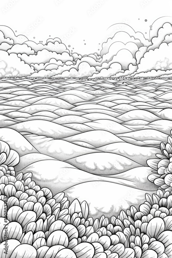 Coloring book illustration of snow texture in a winter wonderland ...