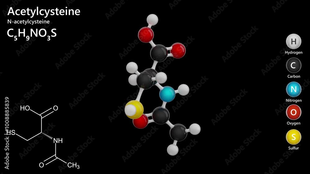 Chemical structure of Acetylcysteine (or NAC), is a medication ...