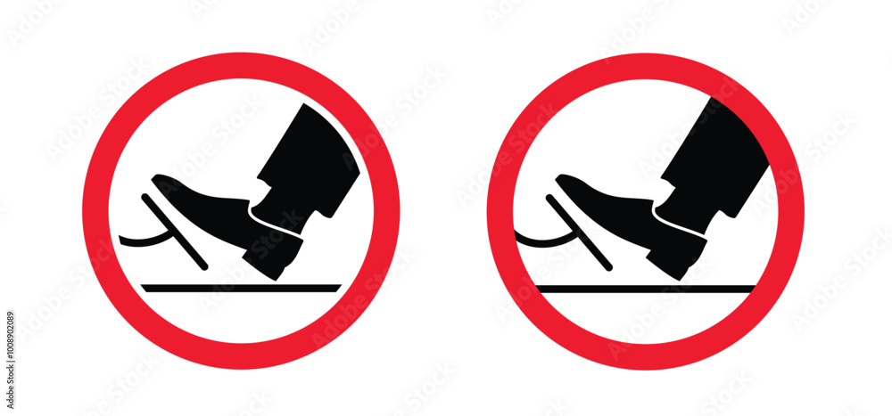 Stop do not gas pedal or brake pedal. Break with foot icon. Cartoon ...