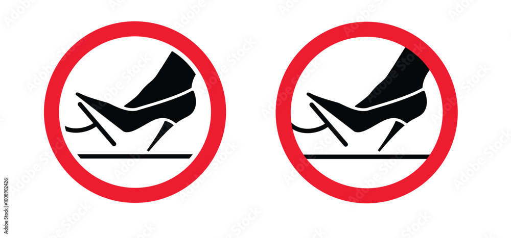 Woman legs in high heels icon. Stop do not gas pedal or brake pedal ...
